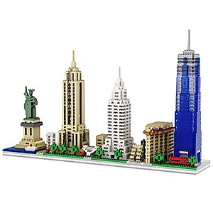 dOvOb Architecture New York Skyline Micro Mini Blocks Building Set, 3048 Pieces Bricks,3D Puzzle Collection Model Kit as Gift for Adults or Kids