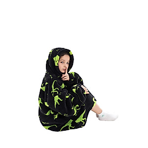 Pterygoid Wearable Blanket Hoodie for Kids,Toddler Oversized FLeece Hooded Sweatshirt with Pocket for Children Girls Boys