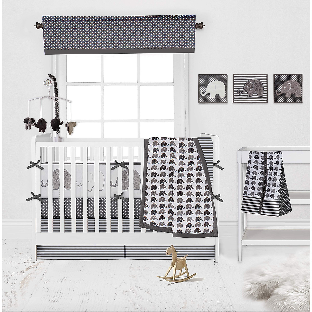 Bacati Elephants Unisex Fabric Storage Box/Tote, Grey