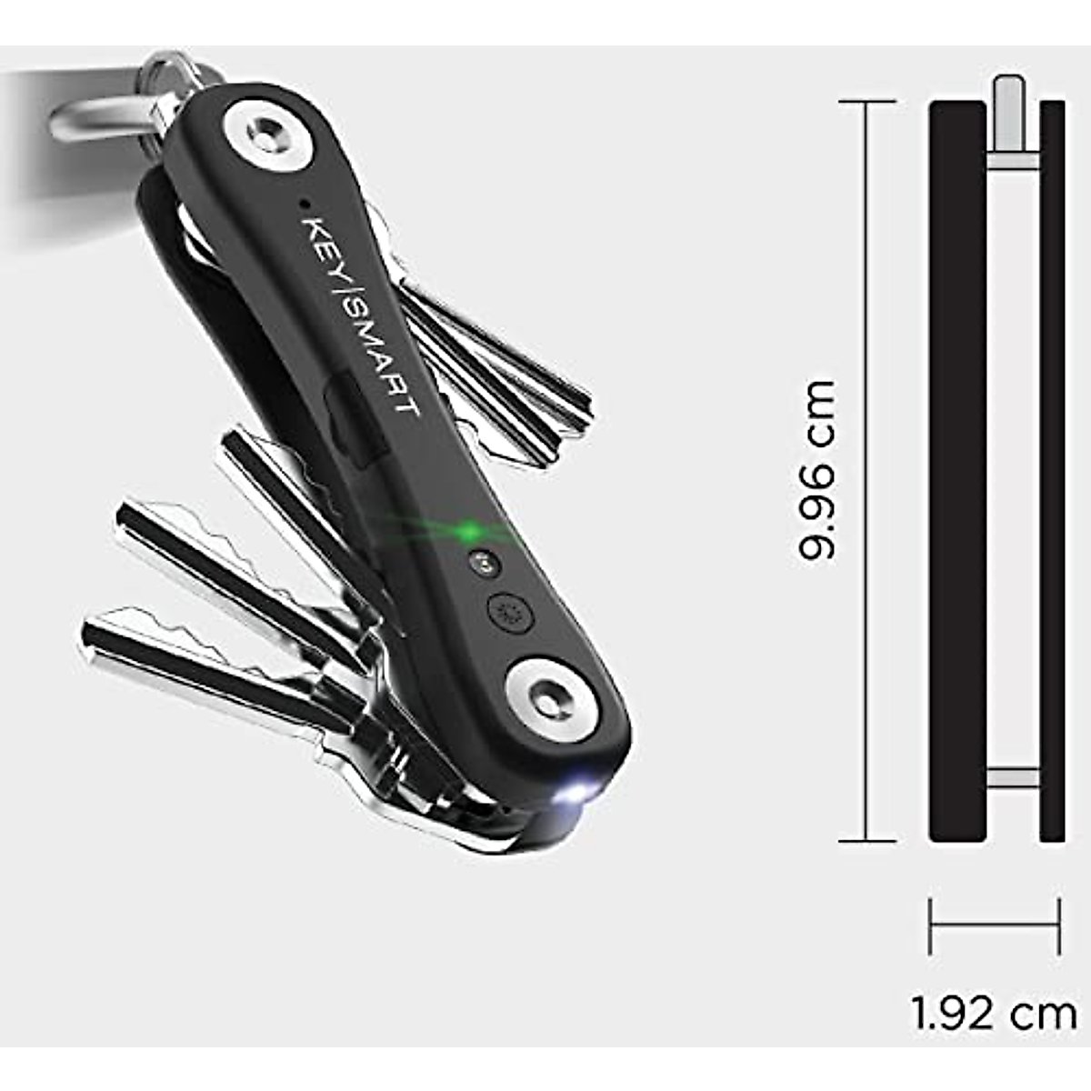 KeySmart iPro - Apple Find My App Compatible - Find Your Lost Keys Smart Key Organizer Keychain Holder, Compact Trackable Key Chain Keyholder, LED Flashlight (up to 14 Keys, Black)