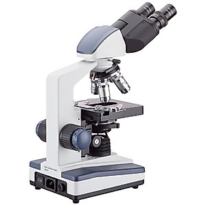 AmScope - 40X-2500X LED Lab Binocular Compound Microscope with 3D-Stage + 50pc Blank Slides + 100 Coverslips - B120C-50P100S