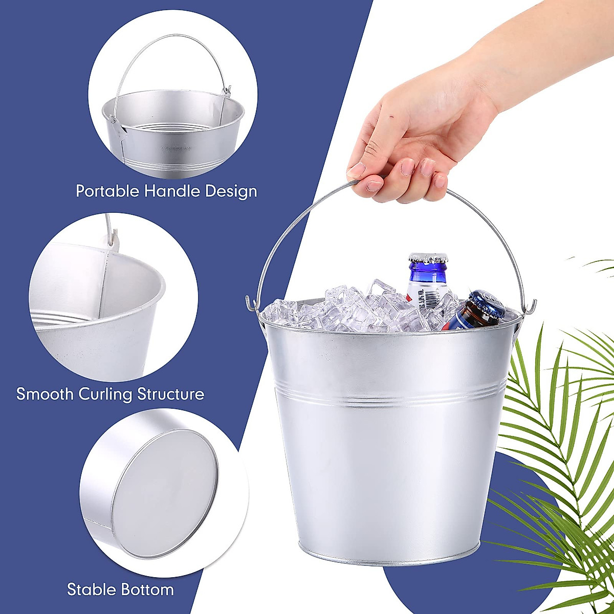 Didaey 24 Pcs Metal Wine Bucket Bulk 3 Quart Beer Bucket Ice Pails with Handle Party Beverage Chiller Champagne Soda Ice Bucket for Christmas Picnic Buffet BBQ Home Bar Club Drinking Party Supplies