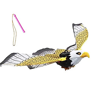 dhaonxb Simulated Birds Hanging Pet Toy,Bird Mechanical Flying Toy,Bird Interactive Cat Toy,Colorful Simulation Hanging Flying Bird Interactive Electric Toy Pet Supplies (B)