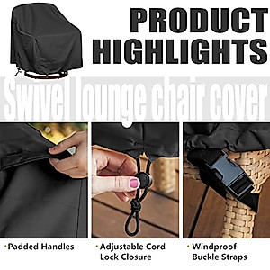 Outdoor Swivel Lounge Chair Cover 2 Pack, Fits to (39" W X 37" D X 38" H) Lawn Patio Chairs, 420D Tear-Resistant, UV Resistant, Waterproof for Furniture Covers