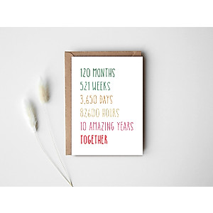 LillaGifts 10Th Anniversary Card - Funny 10 Years Wedding Anniversary Card - Tenth Anniversary Card For Him Her - Gift Perfect For Husband Wife,5 x 7 inches