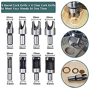 ARUGOU 23-Pack Woodworking Chamfer Drilling Tool Set, 8PCS Wood Plug Cutter, 7PCS Three-Pointed Countersink Drill Bit & L-Wrench, 6PCS 1/4"Hex 5 Flute Countersink Drill Bit (High Speed Steel)