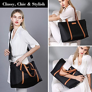 Tote Bag for Women, Bags for Women Teacher Work Laptop Tote Bags fit 15.6 Inch Computer Nurse Shoulder Office Satchel Bag Large Zippered Totes Carryon Travel Purse Lightweight Handbag Waterproof