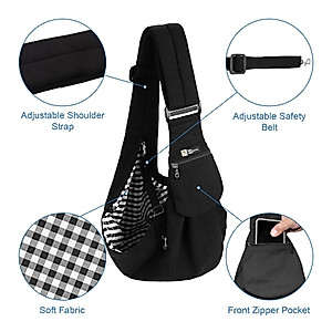 Upgraded Hands-Free Dog Sling Carrier - Reversible, Adjustable, with Pocket, Puppy Sling, Suitable for Dogs up to 15LB, Great for Travel and Daily Outings