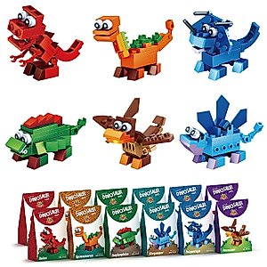 GearRoot 12 Pack Party Favors for Kids, Dinosaur Building Blocks, Assorted Mini Animals Building Blocks Sets for Goodie Bags Fillers, Classroom Prizes, Birthday Gifts,Easter Basket Stuffers