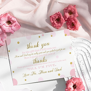 Paper Clever Party Pink and Gold Baby Shower Thank You Cards with Envelopes Blank Notes Prefilled with Message Girls Personalize Cute Princess Notecards Twinkle Star 4x6 Stationery Set, 15 Pack