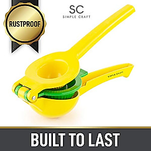 Simple Craft 2-In-1 Lemon Squeezer - Easy To Use Manual Juicer Hand Press - Lemon Juicer & Lime Squeezer Extracts Juices in Seconds