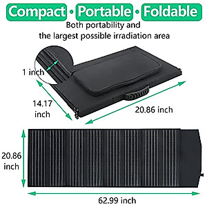120W Portable Solar Panel 18V Monocrystalline Solar Charger, Foldable High-Efficiency PV Power Charger for Camping Travel RV, MC4/USB/Type-C