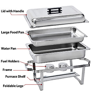 SUPER DEAL Stainless Steel Combo - 2 Round Chafing Dish and 2 Rectangular Chafers with FoldableFrames