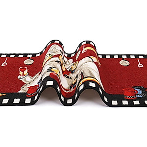 farawamu Fat Chef Kitchen Rugs and Mats, Washable Non Slip Latex Backing Red Kitchen Rugs Door Mats, Funny Chef Decorations for the Kitchen Red