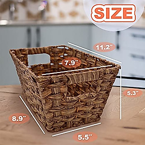 myHomeBody Wicker Storage Basket with Handle | Woven Baskets for Organizing and Trays, Holders, Organizers | Storage Baskets for Shelves | Toffee, 1pc