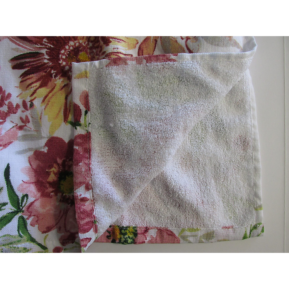 Pink & Gold Sunflowers Crochet Top Double Layer Fall Hanging Towel - Blush Cotton Crochet Top