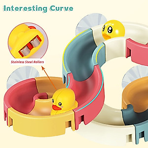 Noaideoi Bathtub Water Slide Toys for Toddlers,35 Pcs Duck Slide Bath Toys Water Balls Slide for Kids DIY Wall Bathtub Slide Tracks Toys for Boys and Girls Ages 3-6,Shower Set Gift Toys for Kids