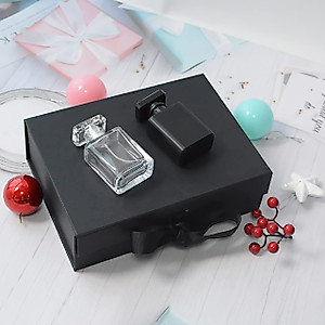 Large Black Luxury Magnetic Gift Box with Lid, Ribbons and Gift Bag, 12.2x8.7x4 Inches, Great for Business, Christmas, New Year, Wedding, Birthdays, Groomsman, Husband, Father's Day, Presents Display and Packging