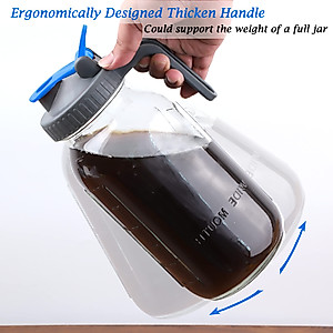 Mason Jar Cold Brew Coffee Maker 64 OZ Wide Mouth Cold Brew Pitcher With Pour Spout Handle Lid And Brew Filter For Iced Coffee, Iced Tea, Lemonade And Beverages