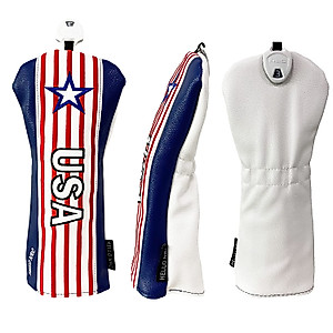 HELLO NRC Golf Club Covers USA Driver Headcover Fariway Wood Covers Hybrid with Interchangeable Numbered Labels Suitable for All Brands …