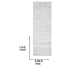 Artistic Weavers Chester Boho Moroccan Runner Area Rug,2'7" x 7'6",Grey