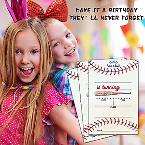 ISOVF 4" x 6" Baseball Birthday Party Invitation Cards With Envelopes (20 Sets) - Sports Theme Fill-In Style Party Invites- C25