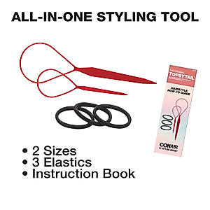 Conair Topsy Tail Hair Tool - Ponytail Hair Loop Styling Tool - Includes Hair Ties Hair Styling Kit Included - 5-Piece Set
