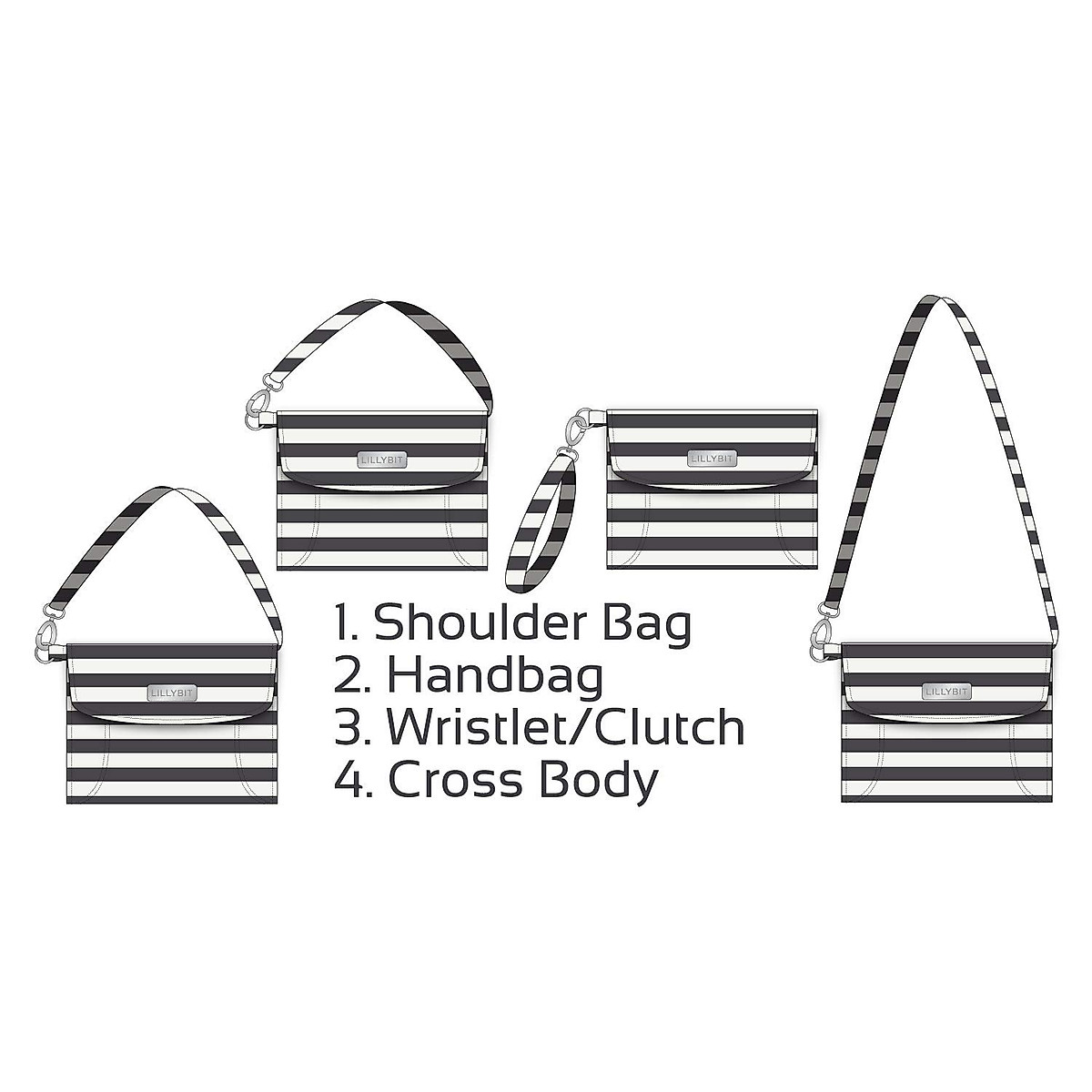 LillyBit Uptown Diaper Clutch (Black and White Stripes)