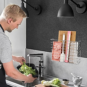 TreeLen 2PK- Kitchen Cabinet Organizer for Cutting Boards over the Cabinet Organizer Wall Door Mount Foil Holders Rack for Kitchen Bathroom Pantry-Shining Chrome