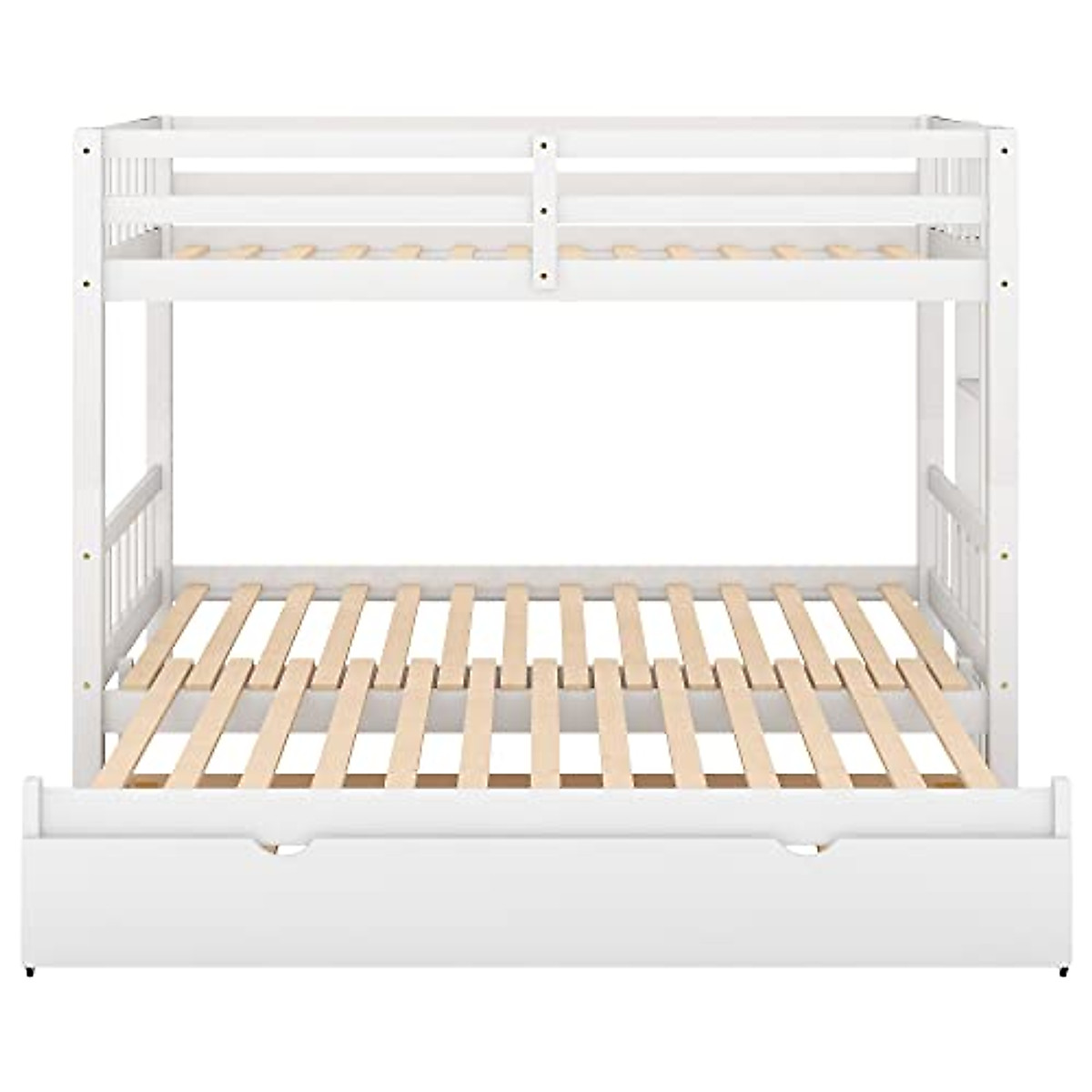 Harper & Bright Designs Twin Over King Bunk Beds with Trundle Bunk Beds Twin Over Twin Pull-Out Bunk Beds, Solid Wood, No Box Spring Needed (White)