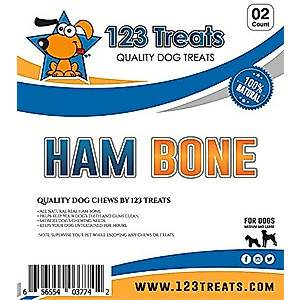 123 Treats - Meaty Dog Bone Treat - Large 100% Natural Pork Chews for Dogs Dog Bones for Aggressive Chewers (Pork, 2 Count)