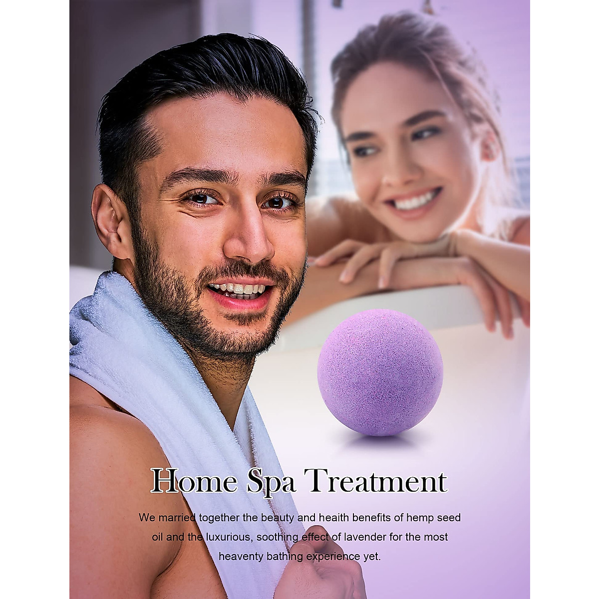 kastu Bath Bombs,2 Pack Fizzy Spa Gift Natural Hemp Oil Extract and Lavender Essential Oils Bath for Moisturizing Dry Skin,Relaxing,Bubble Bath for Gifts Idea for Men Women