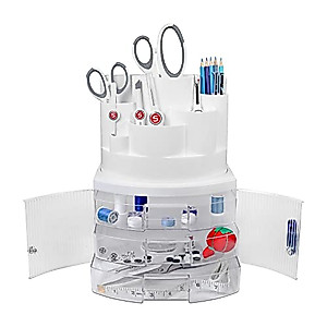 SINGER Sew-It-Goes Spin & Go Multipurpose Sewing Storage Container and Craft Organizer with Removable Drawers, Built-in Peg Board