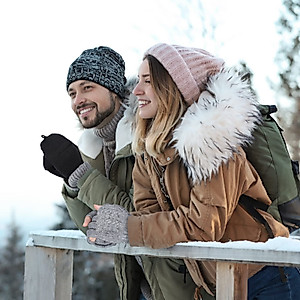 SATINIOR 3 Pairs Winter Knitted Convertible Fingerless Gloves Knit Flip Fingerless Gloves with Fingers Gloves with Cover for Women Men (Multicolored)