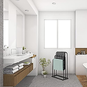 MallKing Freestanding Towel Rack, 3-Tier Metal Towel Holder for Bathroom, Storage Rack for Towels and Bath Towels(Black)