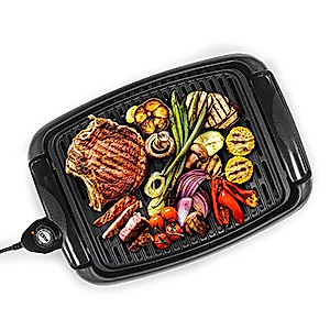 Elite Gourmet EGL-3450 Smokeless Indoor Electric BBQ Grill Dishwasher Safe, PFOA-Free Nonstick, Adjustable Temperature, Fast Heat Up, Low-Fat Meals Easy to Clean Design, Black