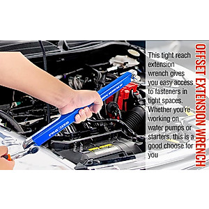 blueVVellow Bias extension wrench with 1/2 "", 1/4"", and 3/8 ""square drive adapter, suitable for small area universal extension wrenches, extension wrench kit, impact bias extension wrench