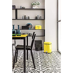 Wesco Single Boy-German Designed-Step Trash Can, Powder Coated Steel, 3.4 Gallon / 13 L, White, Black