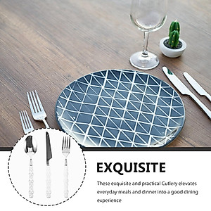 OSALADI 1 Set Dinnerware Serving Utensils Silverware Flatware Eating Utensils Western Food Tableware Steak Cutlery Home Tableware Home Cutlery Knives Stainless Steel White Ceramics