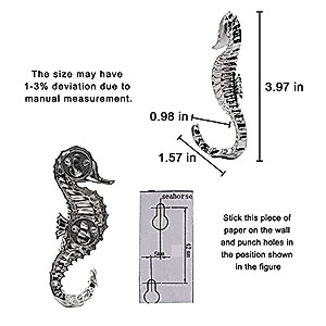 ALIWINER Seahorse Metal Hooks Hanging Wall Mounted Decorative Hook,Towel Hooks Decorative Seahorse Hook Ocean Theme Wall Decor 2Pcs