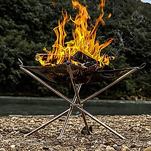 22" Portable Outdoor Fire Pit Collapsible Stainless Steel Mesh Fire Pit Collapsible Fireplace Portable Outdoor Fire Burning Table Camping Fire Grill Stainless Steel Campfire Grill Outdoor Wood Burning