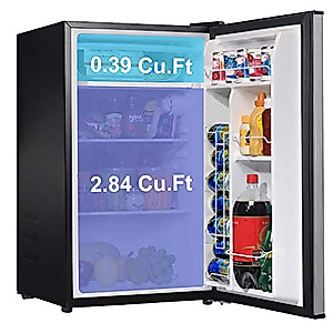 Willz WLR33MS1D02 Compact Refrigerator, Single Door Fridge, Adjustable Mechanical Thermostat with Chiller, Stainless Steel Look, 3.3 Cu Ft