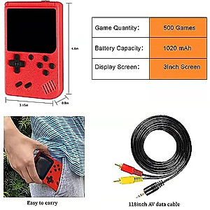 Handheld Game for Children, Portable Retro Video Game with 500 Classic FC Games 2.8-Inch Color Screen, Retro Mini Game, Support TV Connection & Two Players