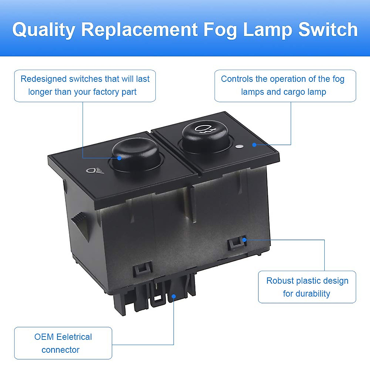 WMPHE Fog Light Switch Compatible with 2003-2006 Chevy Silverado 1500 2500 Avalanche Suburban Tahoe 2003-2006 GMC Sierra 1500 2500 Yukon Cadillac Escalade ESV EXT Replacement for D7096C 15143597