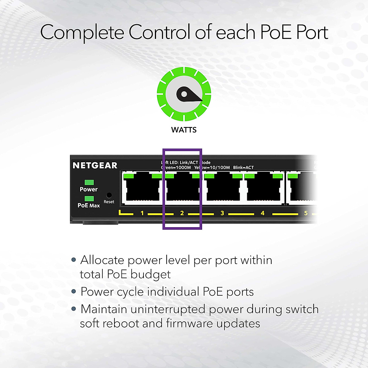 NETGEAR 5 Port PoE Gigabit Ethernet Easy Smart Managed Essentials Switch (GS305EP) - with 4 x PoE+ @ 63W, Desktop or Wall Mount
