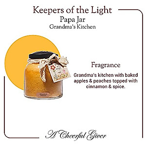 A Cheerful Giver — Grandma's Kitchen - 34oz Papa Scented Candle Jar with Lid - Keepers of the Light - 155 Hours of Burn Time, Gift for Women, Orange