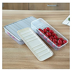 TIST Fridge Storage Container With Lid Stackable Food Organizer Bins Food Fresh Keeping Egg Fish Storage Box ( Color : S White )