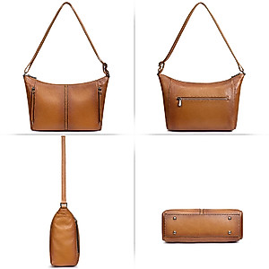 S-ZONE Genuine Leather Women Shoulder Hobo Purses and Handbag Medium Crossbody Bags