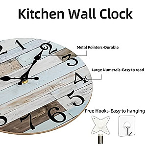 KECYET Wall Clock - 10 Inch Silent Non-Ticking Wooden Clocks Battery Operated - Country Retro Rustic Style Decorative for Living Room, Kitchen, Home,Bathroom, Bedroom, Laundry Room