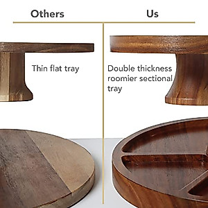 Kaxra Cake Stand, Acacia Wooden Cake Stand with Acrylic Lid, 6-1 Multifunctional Cake Holder, Desert Display, Suitable for Serving Platter, Salad Bowl, Kitchen Gifts, Housewarming Gift